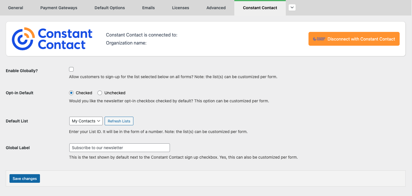 Constant Contact Give Donation Add-on Documentation